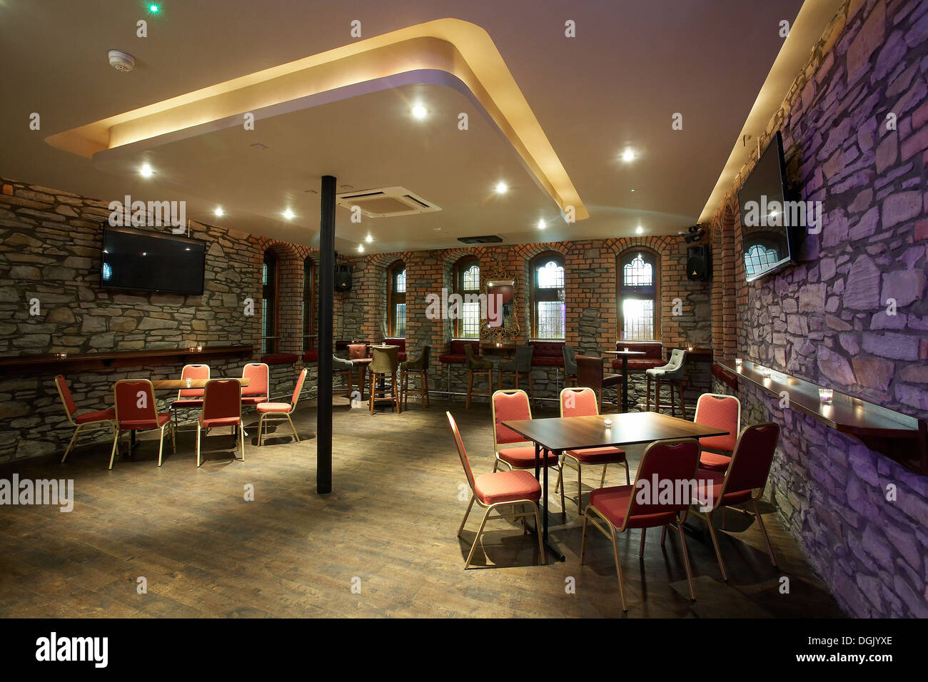 Interior of Chapel 1877 in Cardiff, South Wales. A former Chapel, now ...