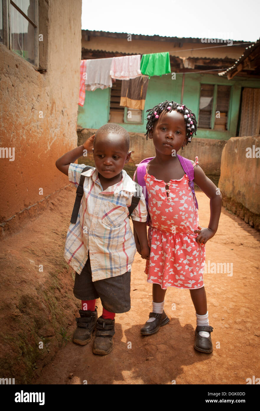 School children in a slum in Entebbe, Uganda, East Africa Stock Photo ...