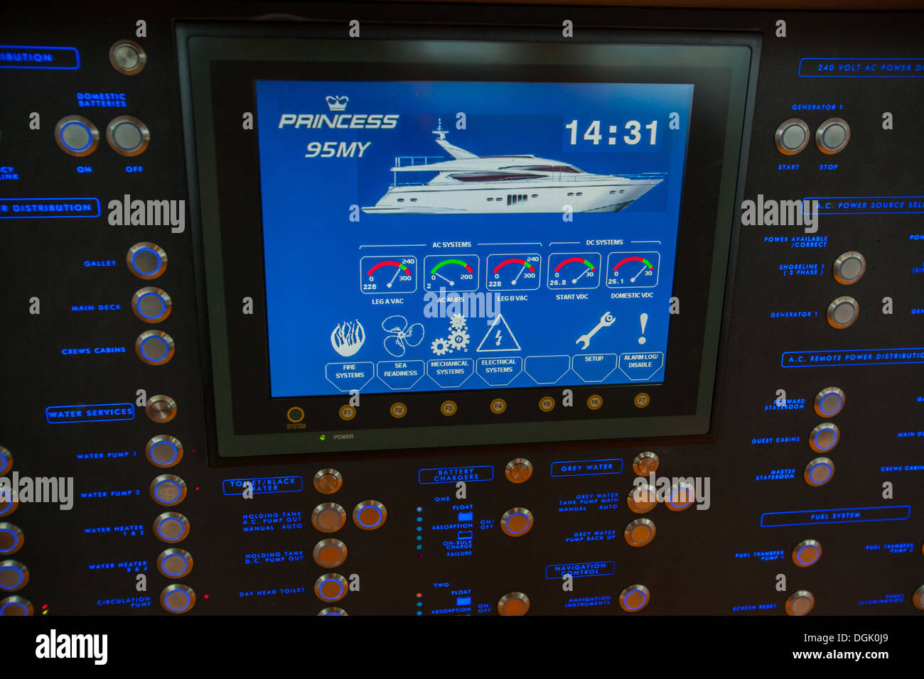 Princess 95 Motor Yacht control panel Stock Photo - Alamy