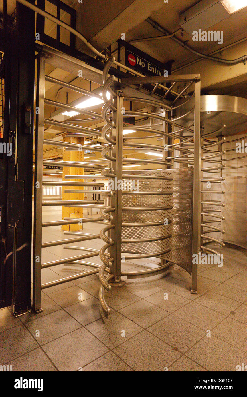 Subway exit turnstile in New York, USA Stock Photo - Alamy