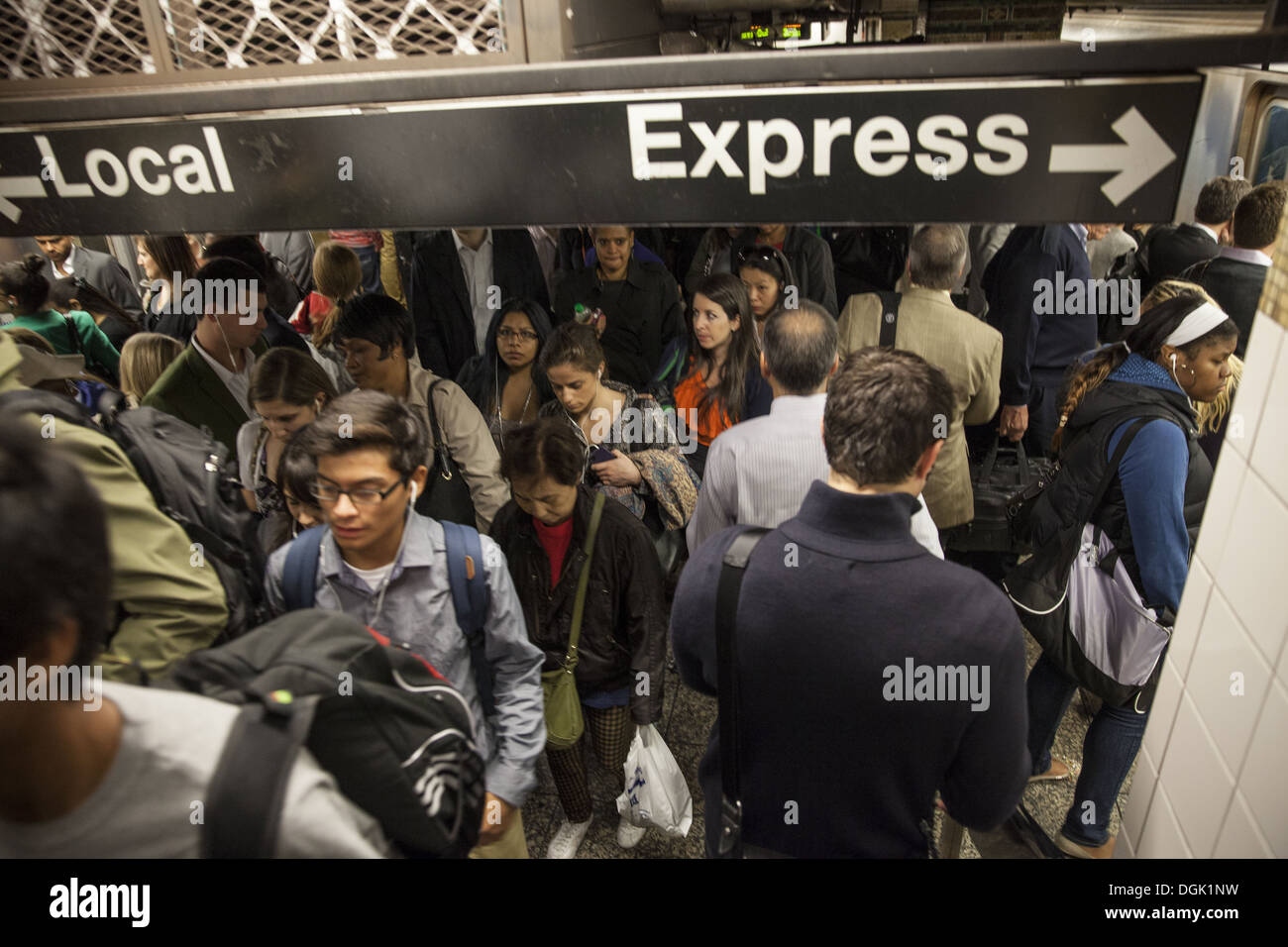 Morning rush hour on the 4,5 & 6 subway line on the East Side of ...