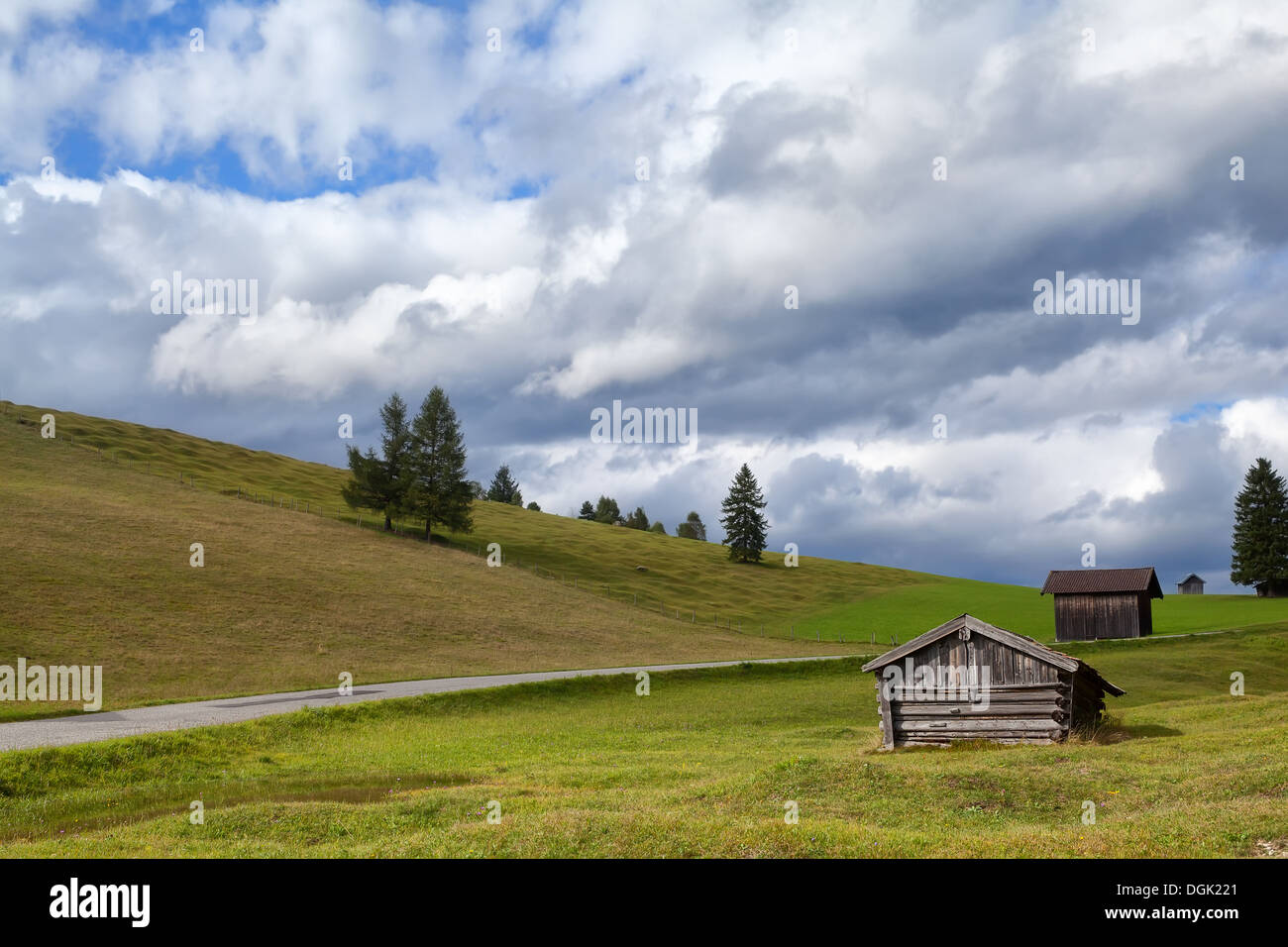wooden hut on alpine meadow, Bavarian Alps, Germany Stock Photo - Alamy