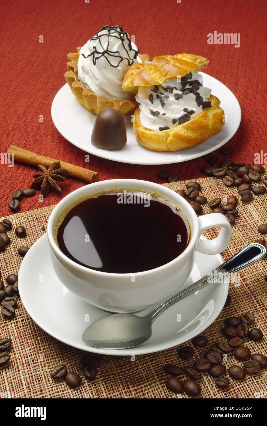 Cup of coffee with cakes Stock Photo - Alamy