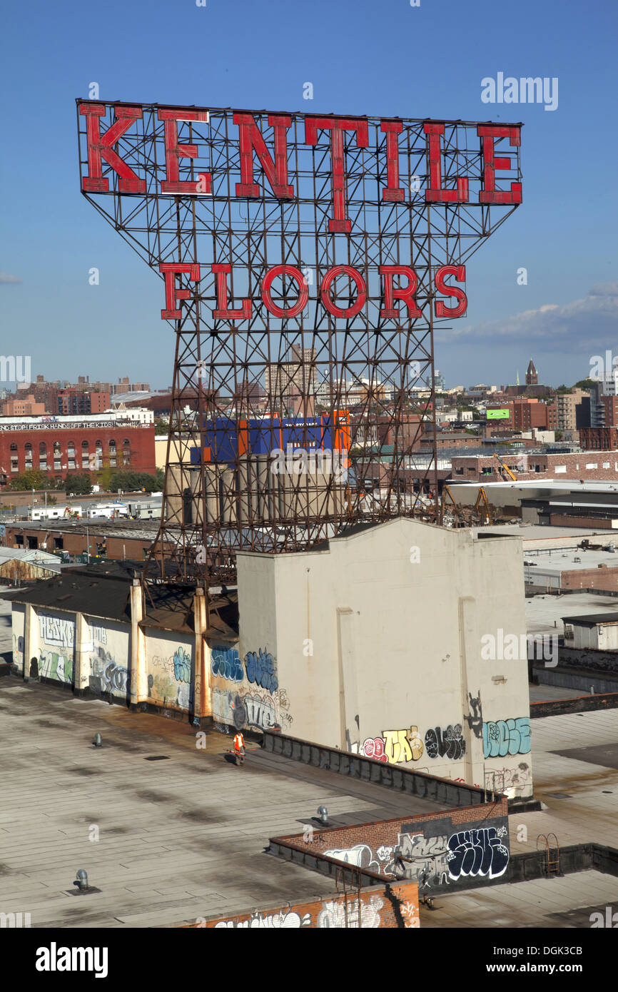 The Kentile sign as seen from the F Train from the Smith/9th St ...