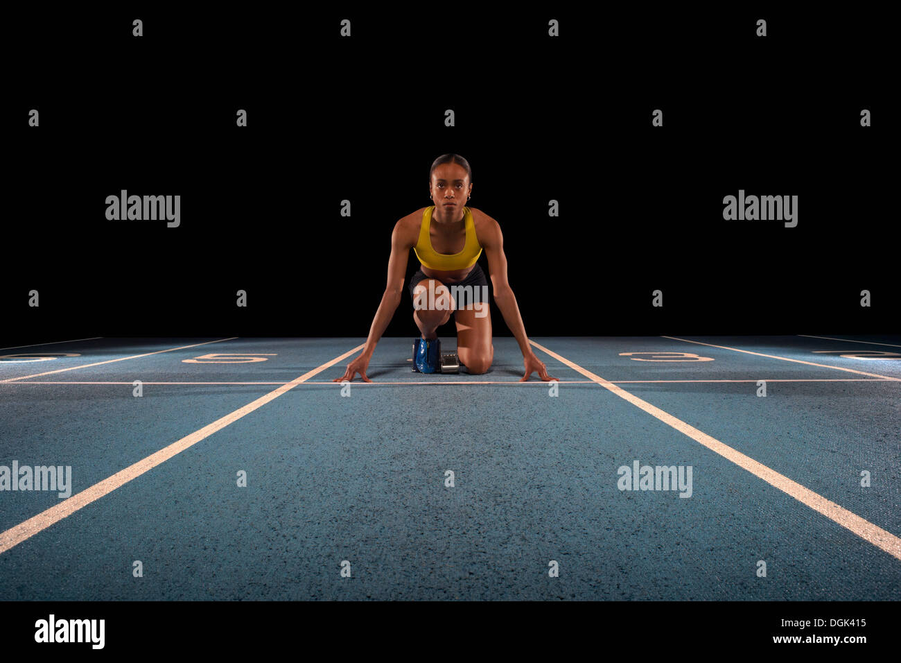 Athletics starting blocks hi-res stock photography and images - Alamy