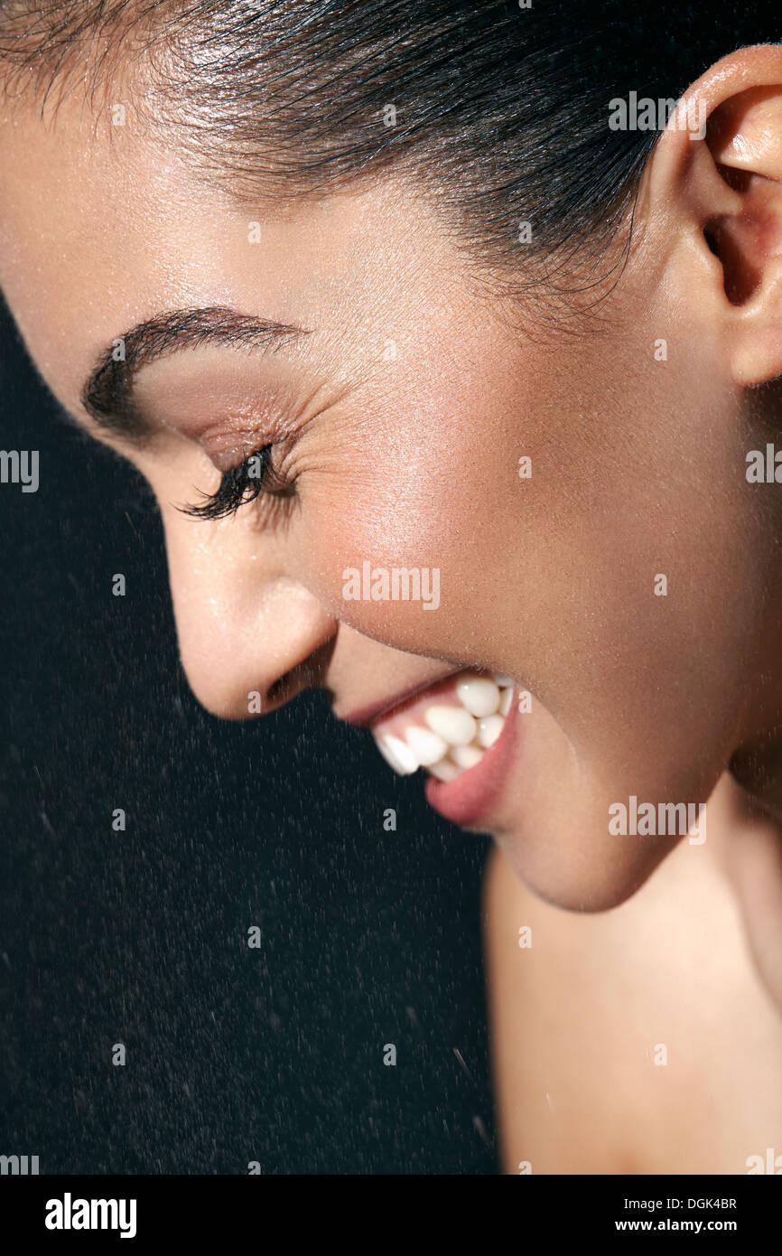 Eyes closed and close up and smile hi-res stock photography and images ...