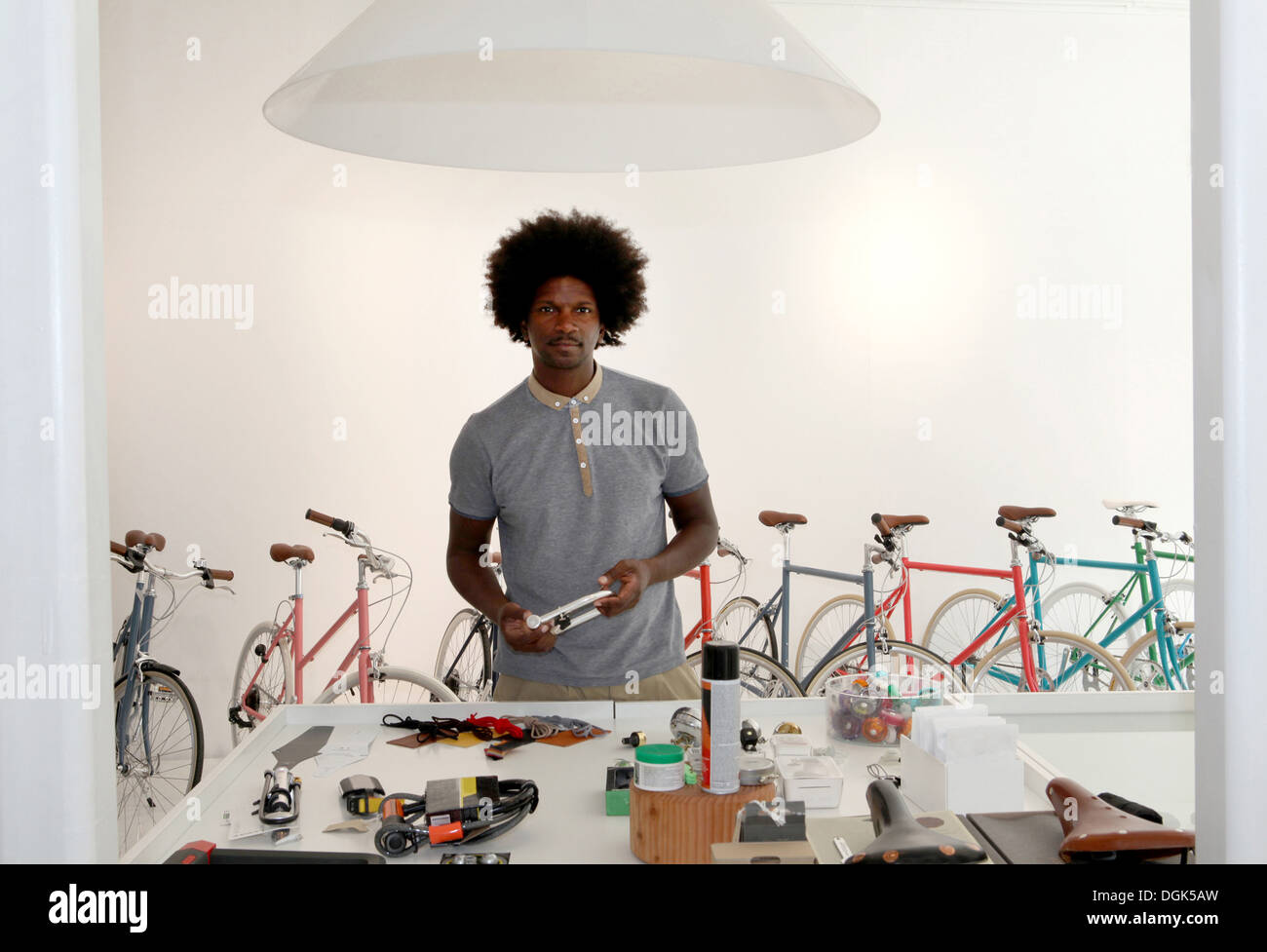 Man with his bicycle hi-res stock photography and images - Alamy