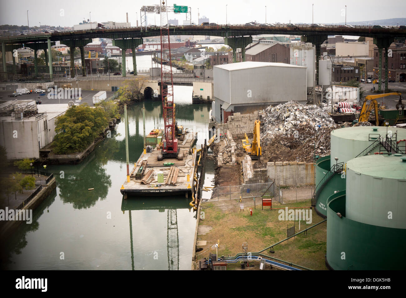 Metal awaiting processing in a recycling plant along the Gowanus Canal ...