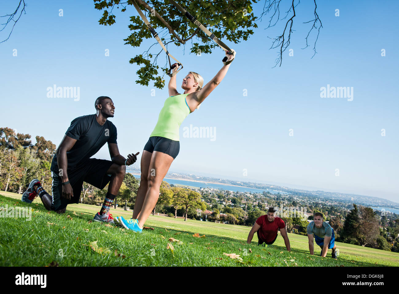 Young man training lunge rope hi-res stock photography and images - Alamy