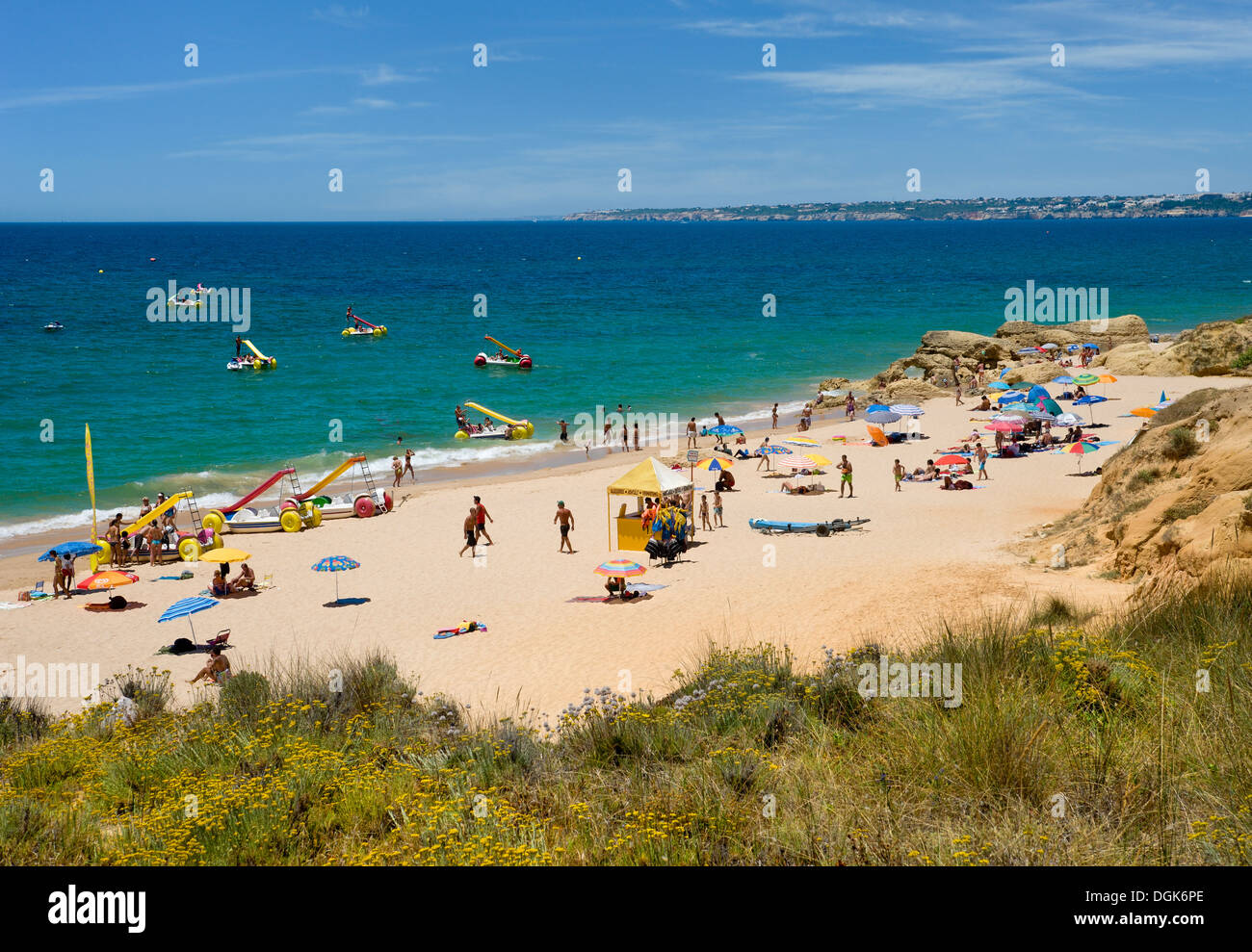 Portugal, the Algarve, Pedalos on Praia da Galé beach, near Albufeira ...