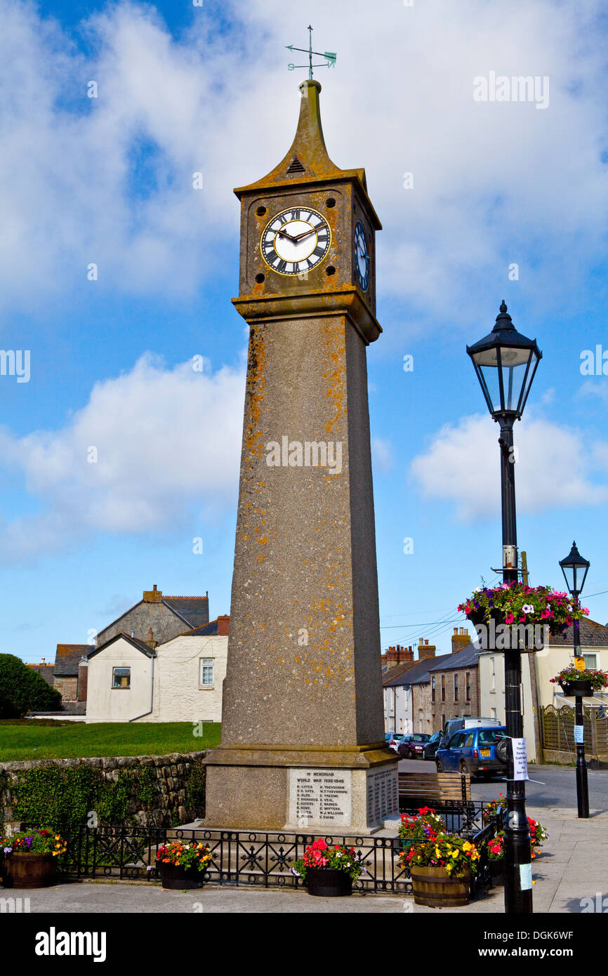 The clock tower in St. Just, Cornwall Stock Photo - Alamy