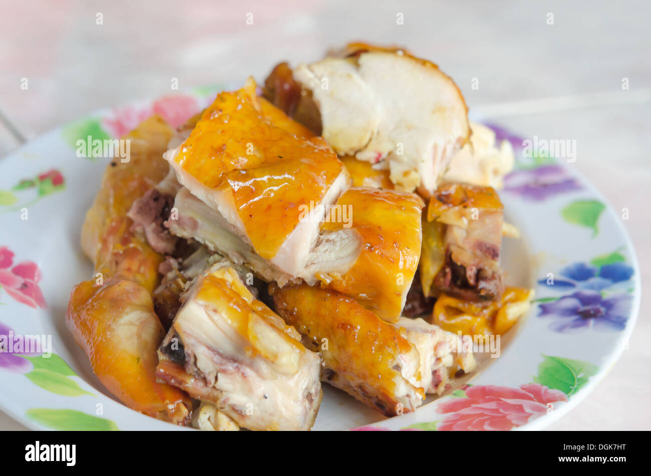 close up asian style grilled chicken on dish Stock Photo - Alamy