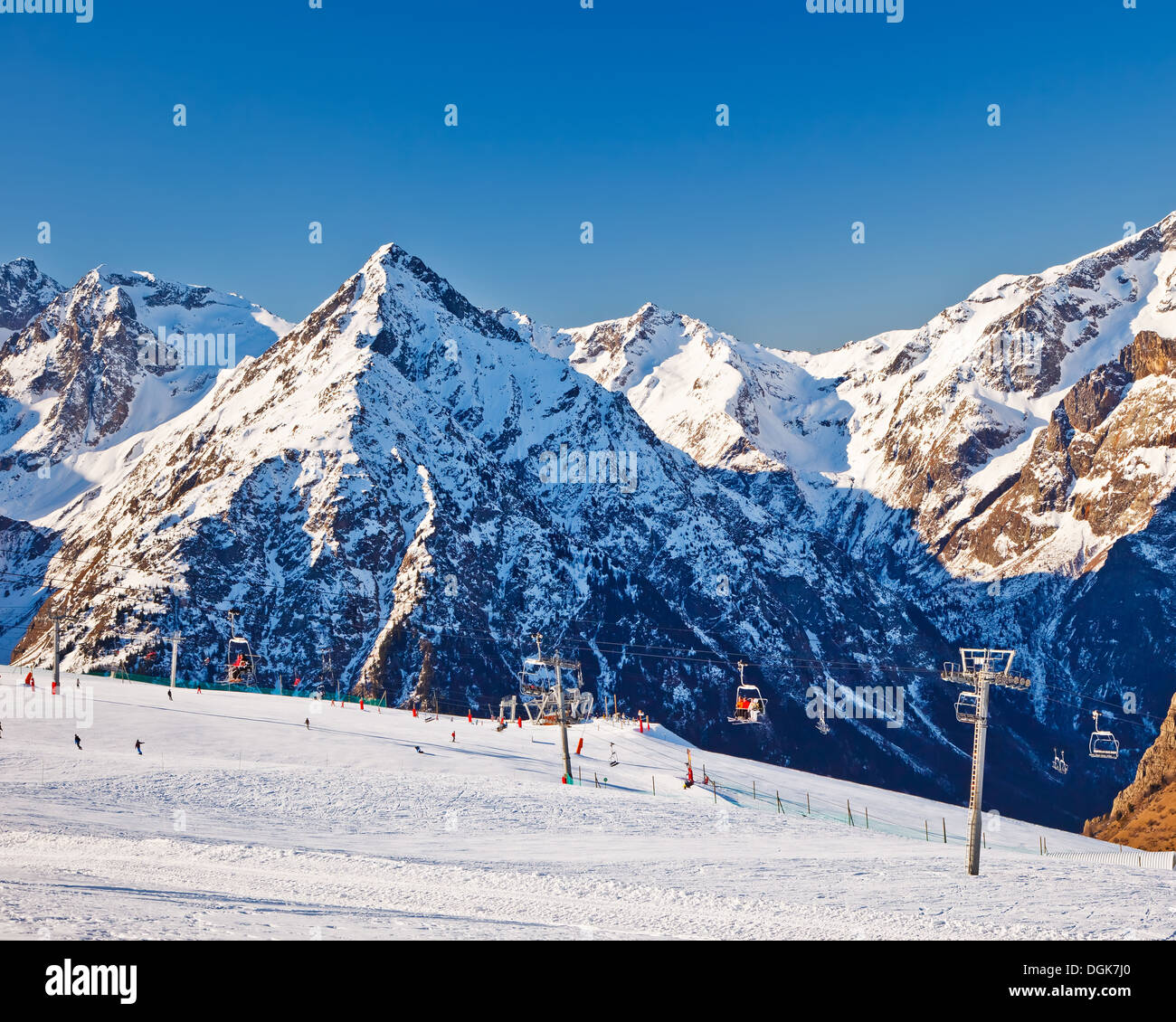 Ski resort in French Alps Stock Photo - Alamy