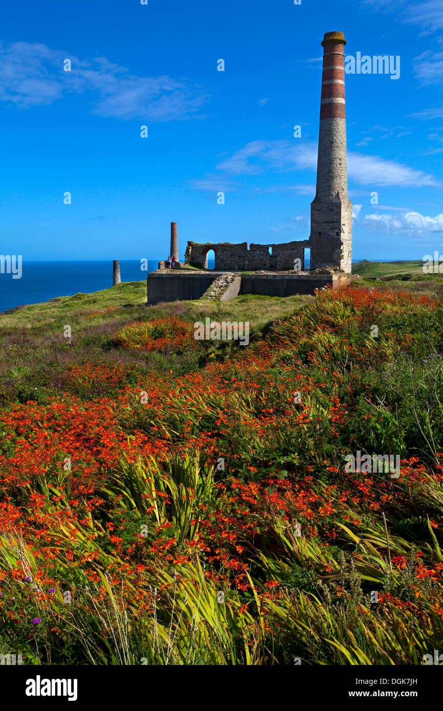 Remains of the old Engine house chimneys at Levant Tin Mine - located ...