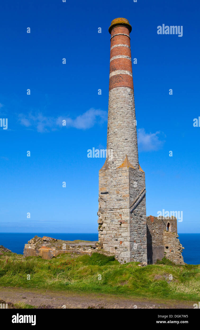 Remains of the old Engine house chimneys at Levant Tin Mine - located ...