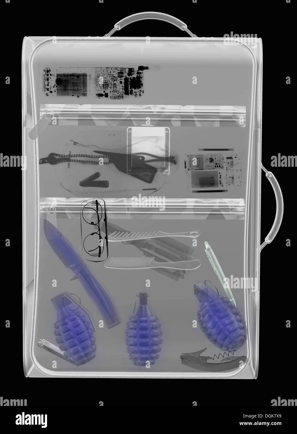 X-ray of a suitcase containing hand grenades Stock Photo - Alamy