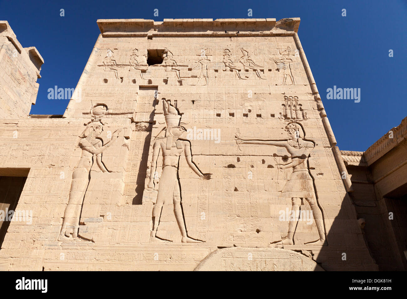 Carvings on the Philae Temple Stock Photo - Alamy