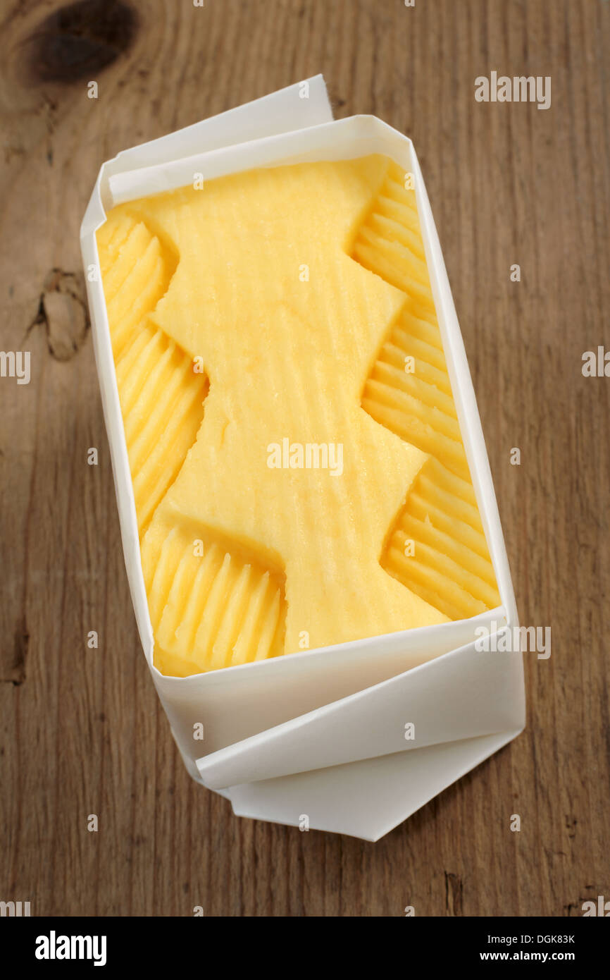 Fresh hand churned butter hand made with a traditional pattern used by ...