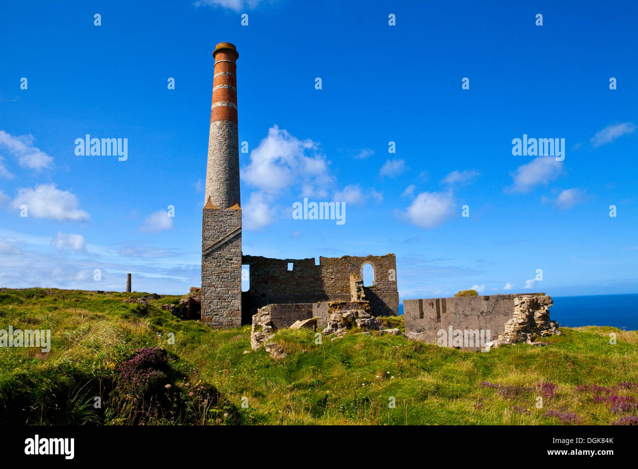 Remains of the old Engine house chimneys at Levant Tin Mine - located ...