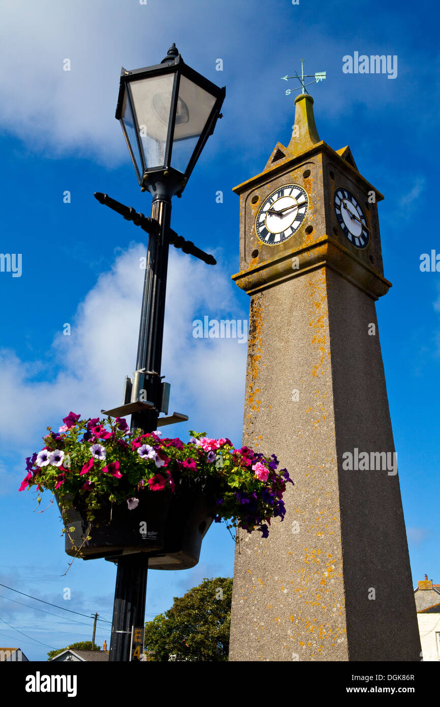 The clock tower in St. Just, Cornwall Stock Photo - Alamy