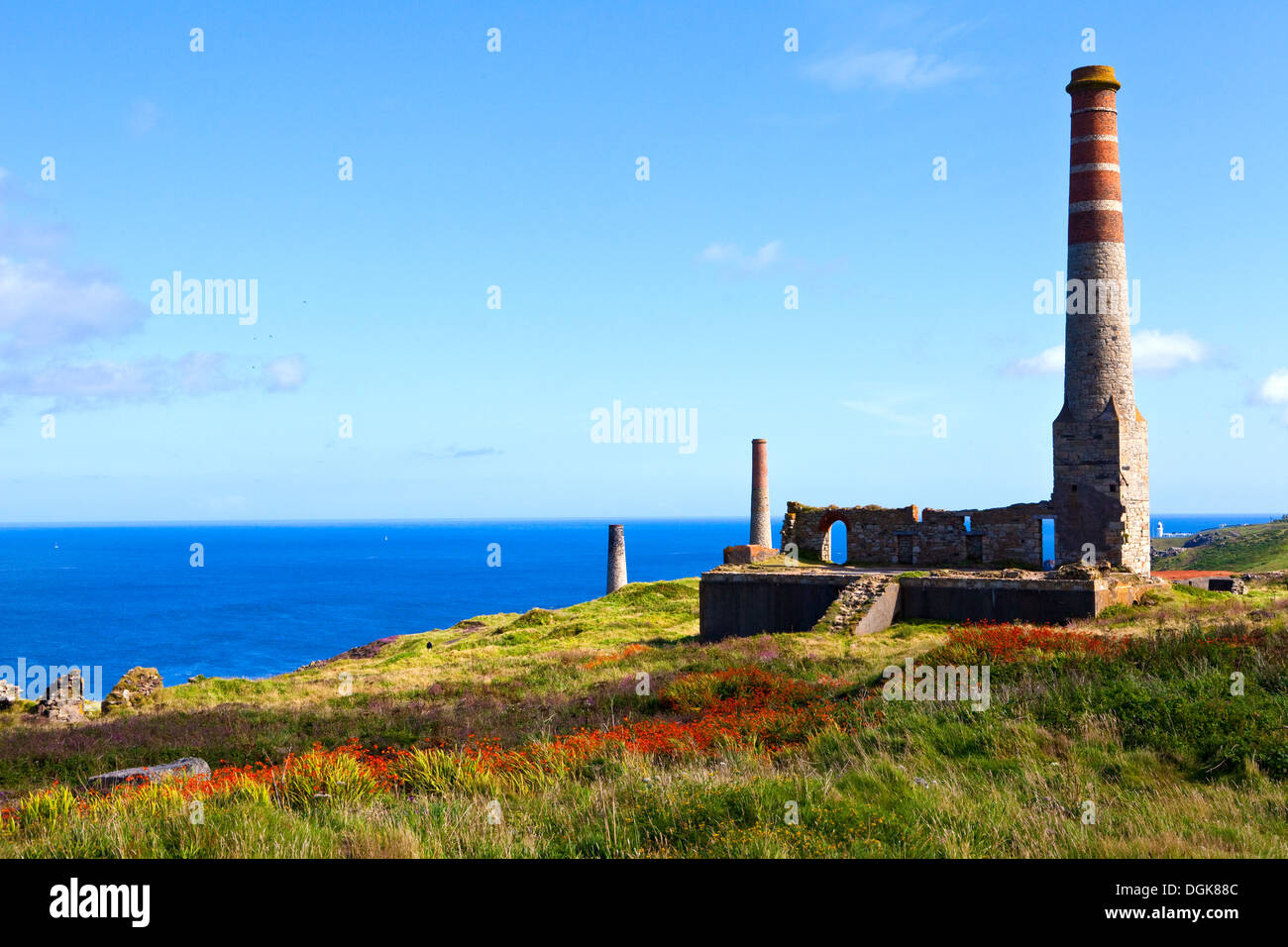 Remains of the old Engine house chimneys at Levant Tin Mine - located ...