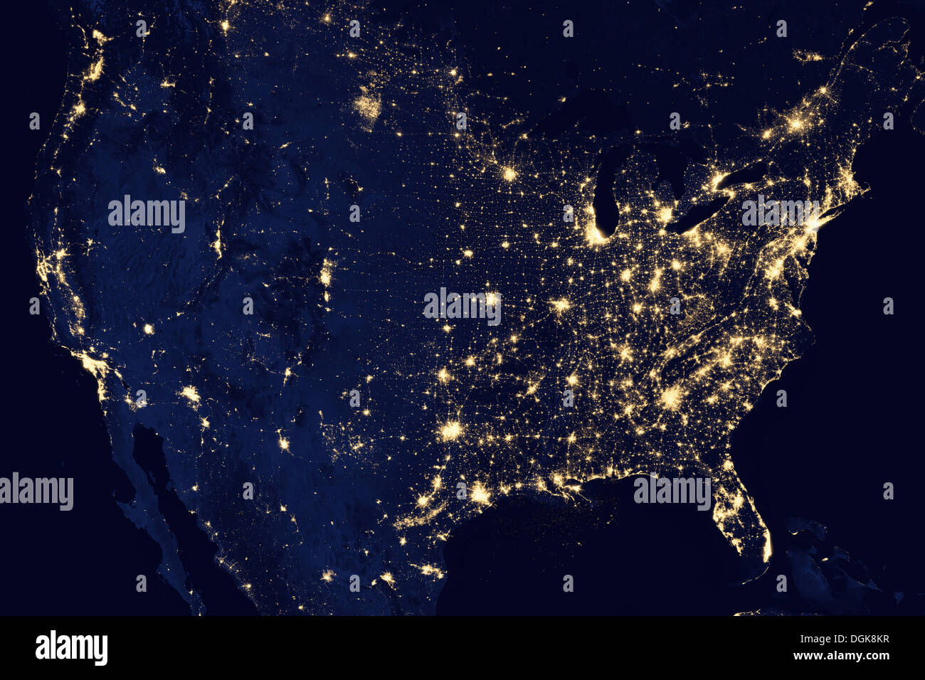 Earth map at night satellite view hi-res stock photography and images ...