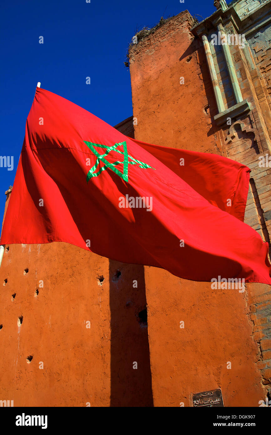 Moroccan Flag, Marrakech, Morocco, North Africa Stock Photo - Alamy