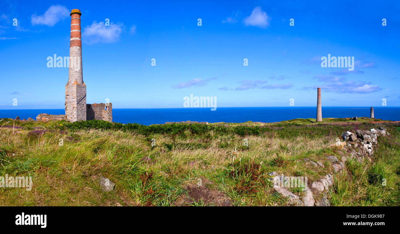 Remains of the old Engine house chimneys at Levant Tin Mine - located ...