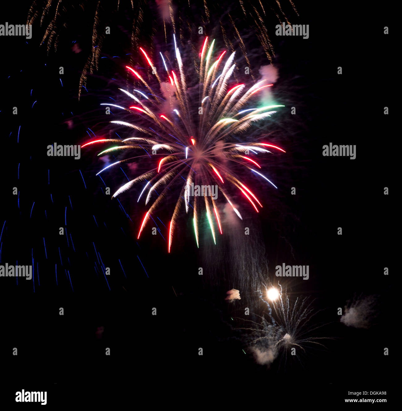 Fireworks exploding in night sky Stock Photo - Alamy