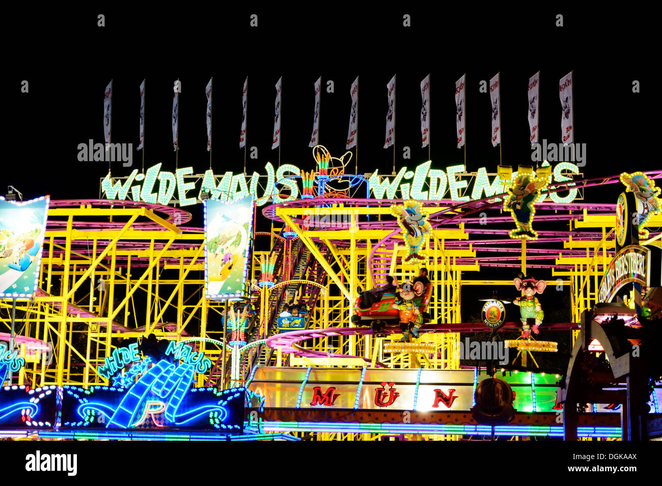 Roller coaster wilde maus at the oktoberfest in munich hi-res stock ...