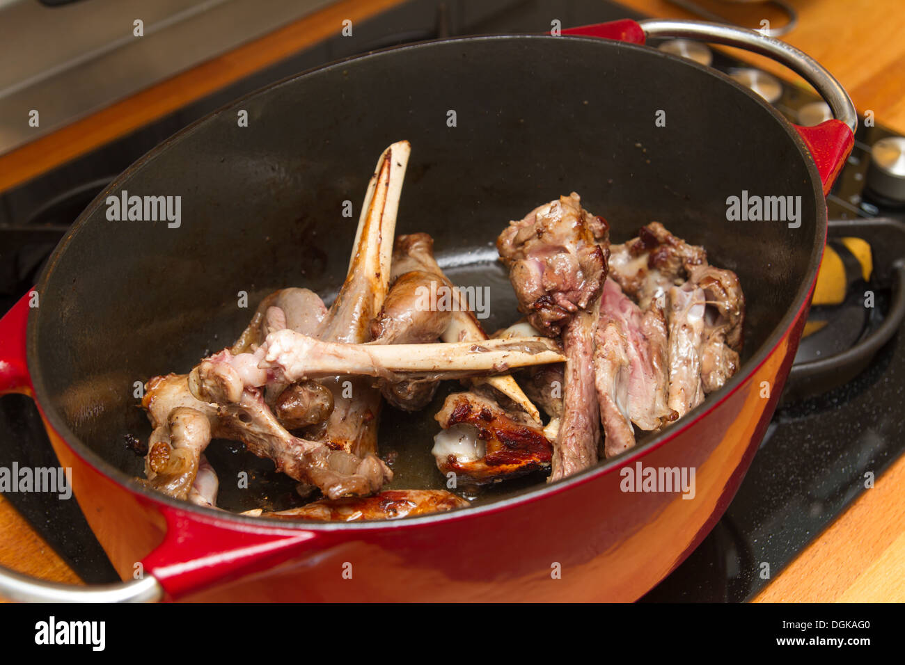 Cooking Basics Simmering deer bones Stock Photo - Alamy