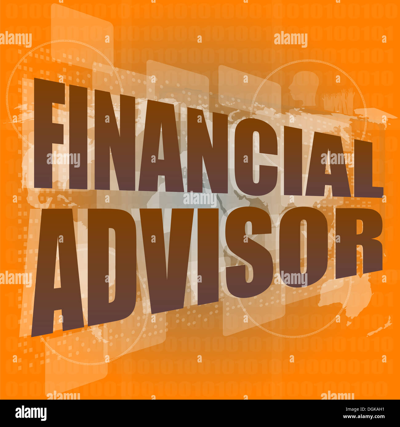 financial advisor word on digital screen, mission control interface hi ...