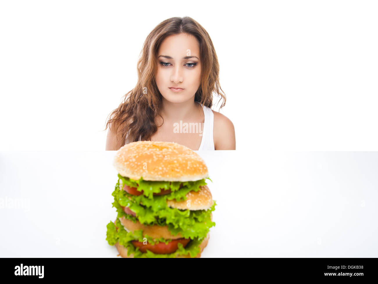 Healthy woman rejecting junk food isolated Stock Photo - Alamy