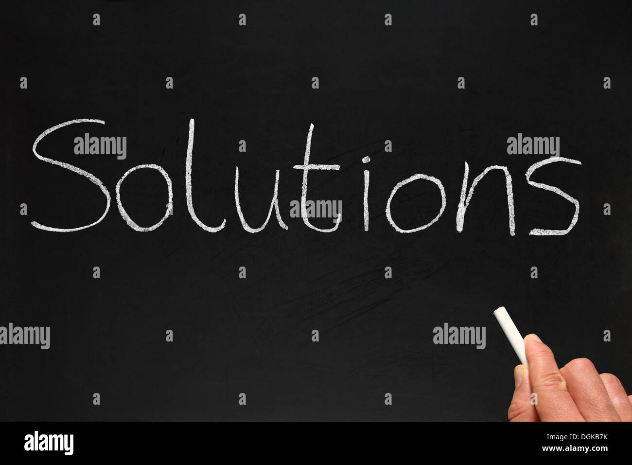 Solutions, written on a blackboard with white chalk Stock Photo - Alamy