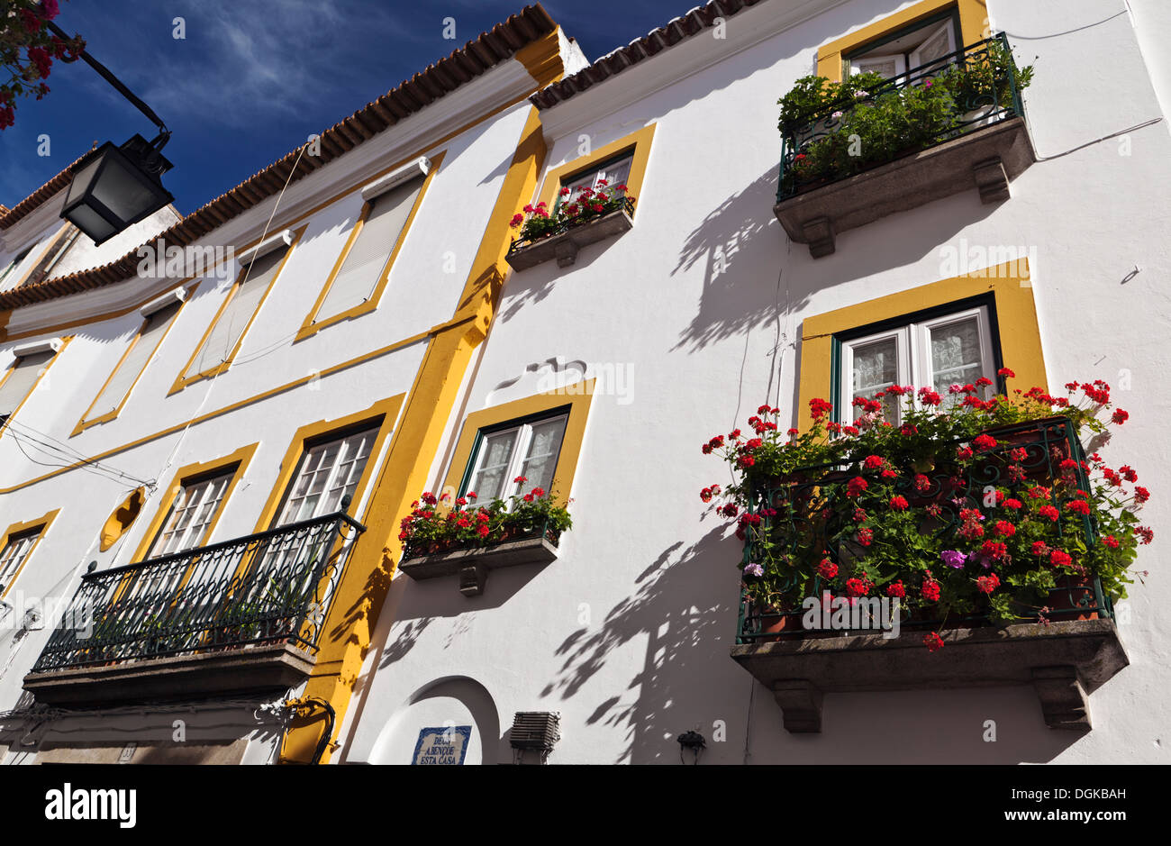 Colourful window flower boxes in the historic backstreets of Old Town ...