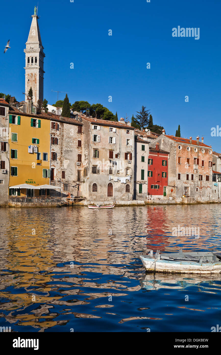 Waterfront reflections of Old Town waterfront at Rovinj Stock Photo - Alamy