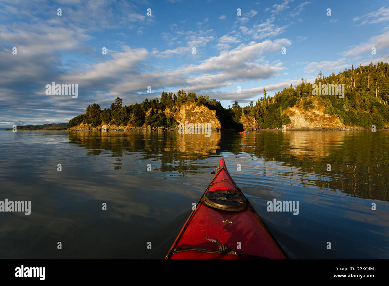 Kayaker heads toward land in remote Alaskan wilderness Stock Photo - Alamy