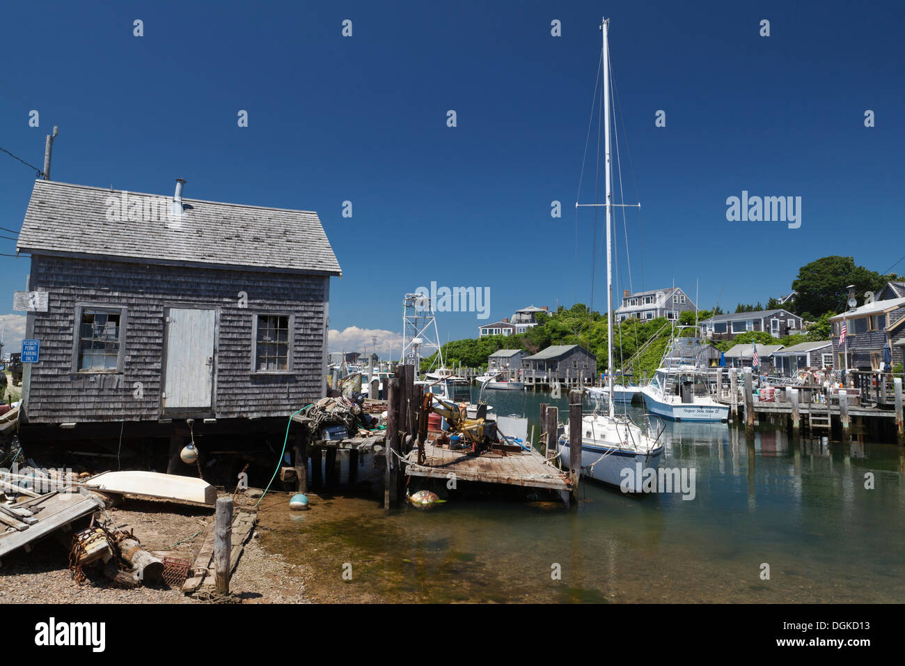 Menemsha Harbour fishing village Stock Photo - Alamy