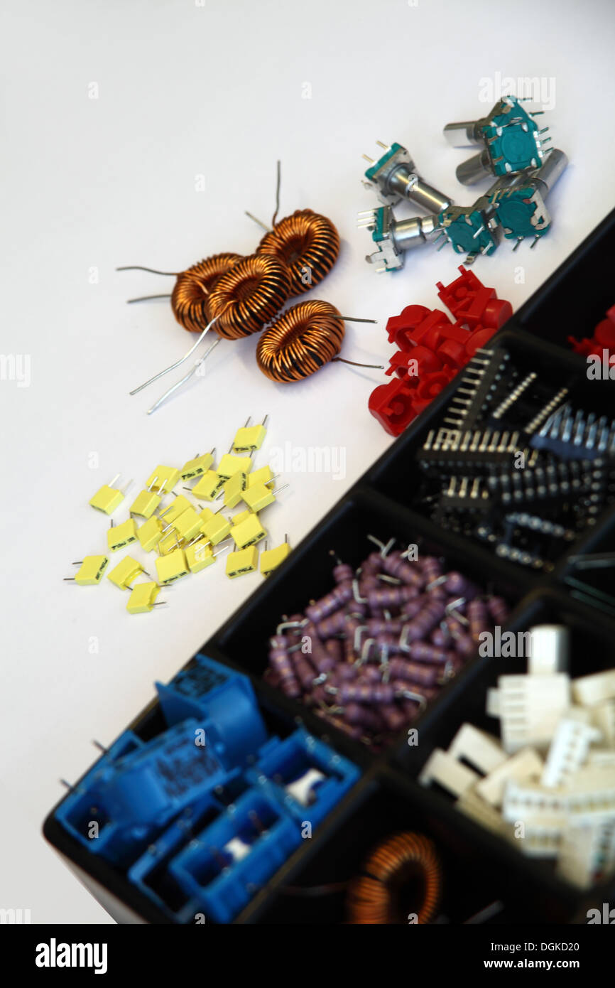 electronic circuit and component on white background Stock Photo - Alamy