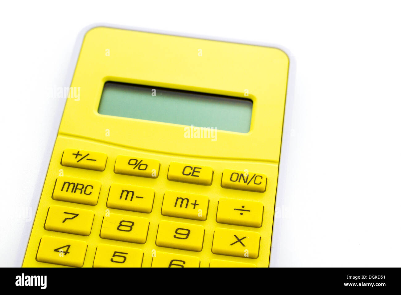 Simple yellow calculator on a white background Stock Photo - Alamy