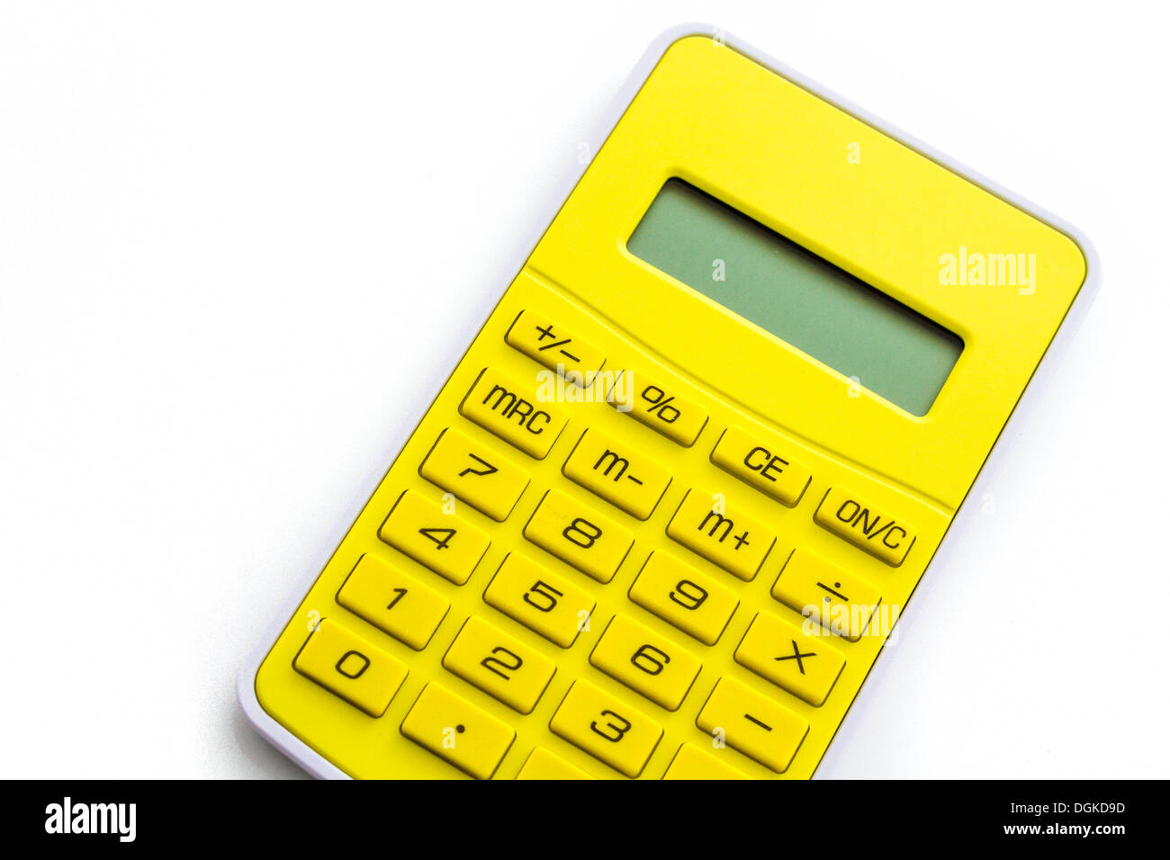 Simple yellow calculator on a white background Stock Photo - Alamy