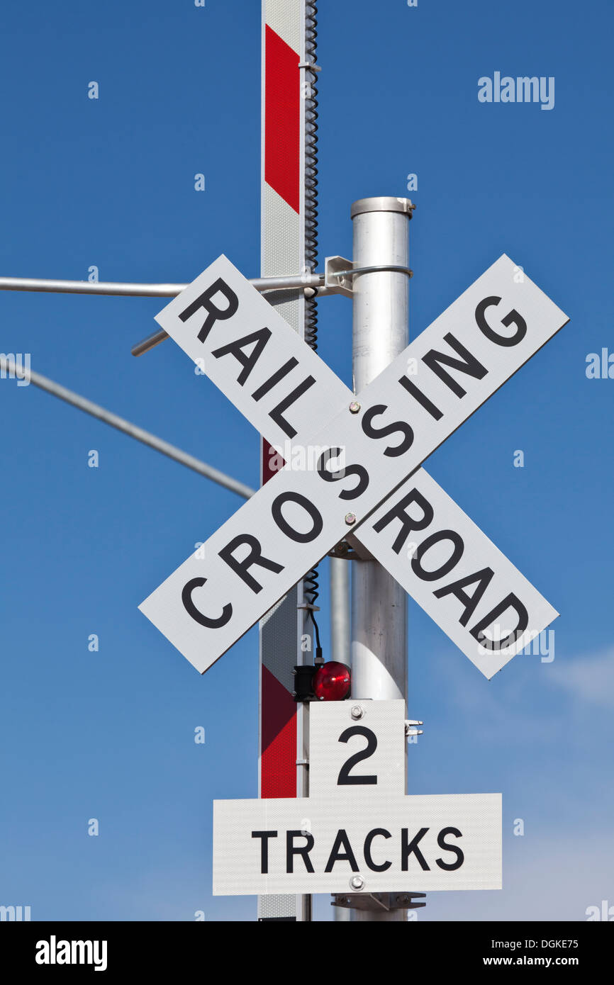 Railroad crossing in the Railyard District of Santa Fe in New Mexico ...