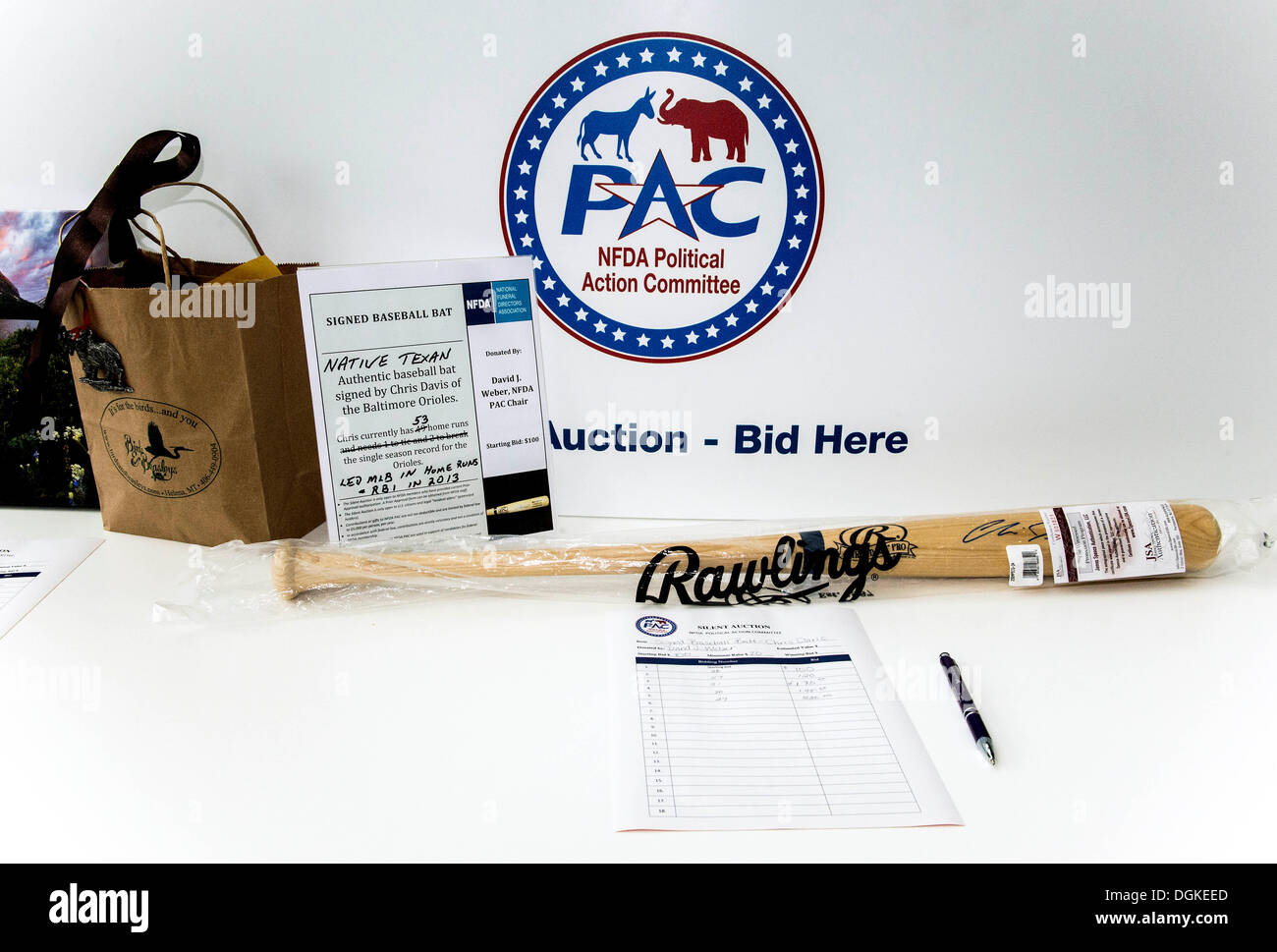 Austin, Texas, USA. 21st Oct, 2013. A signed baseball bat from ...