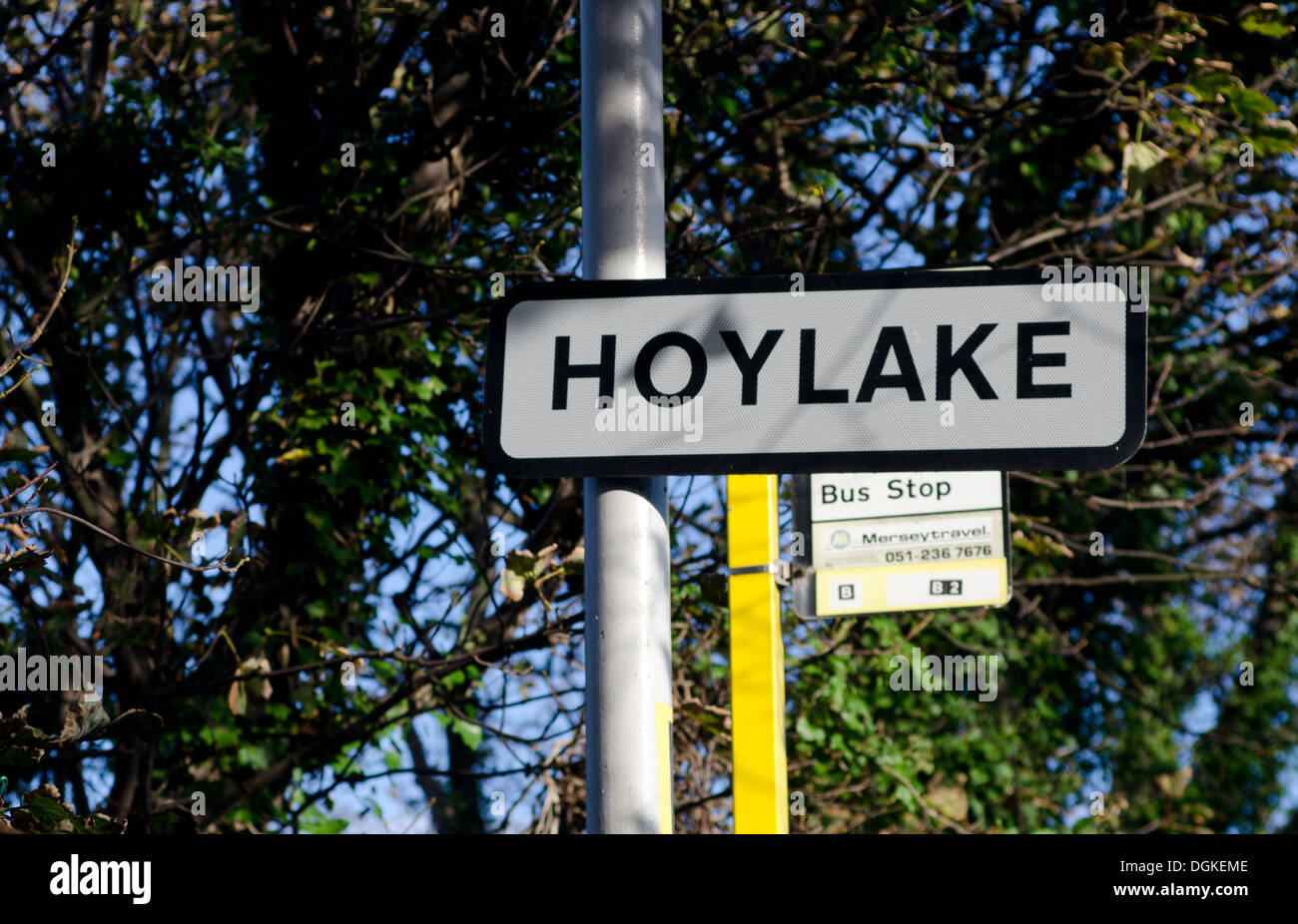Road sign for Hoylake on Wirral, Merseyside. The town will host the ...