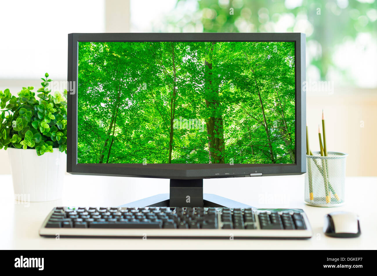 Computer Screen Showing Greenery Stock Photo Alamy