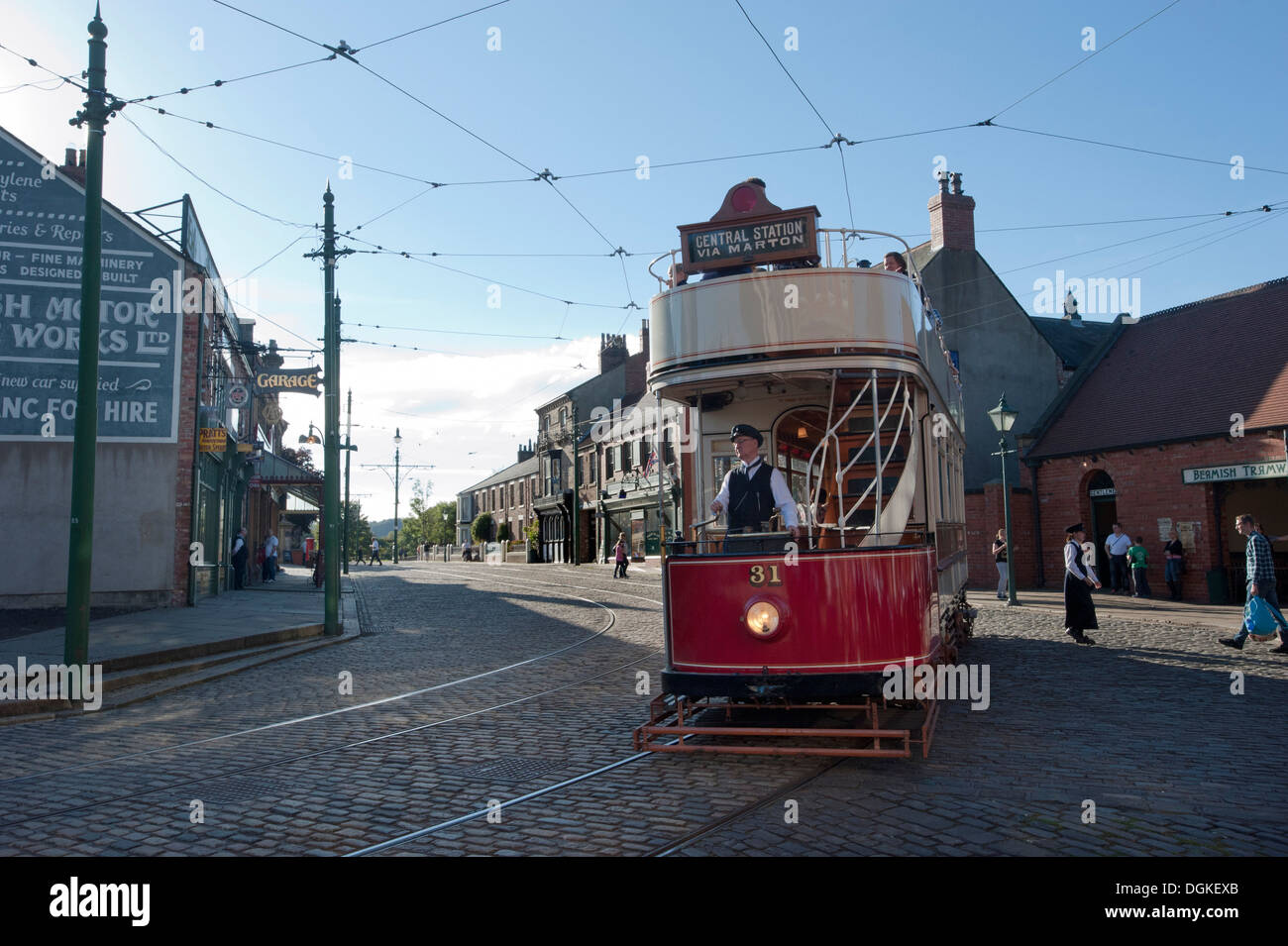 Vintage cobbled street streets britain uk tramway beamish living museum ...