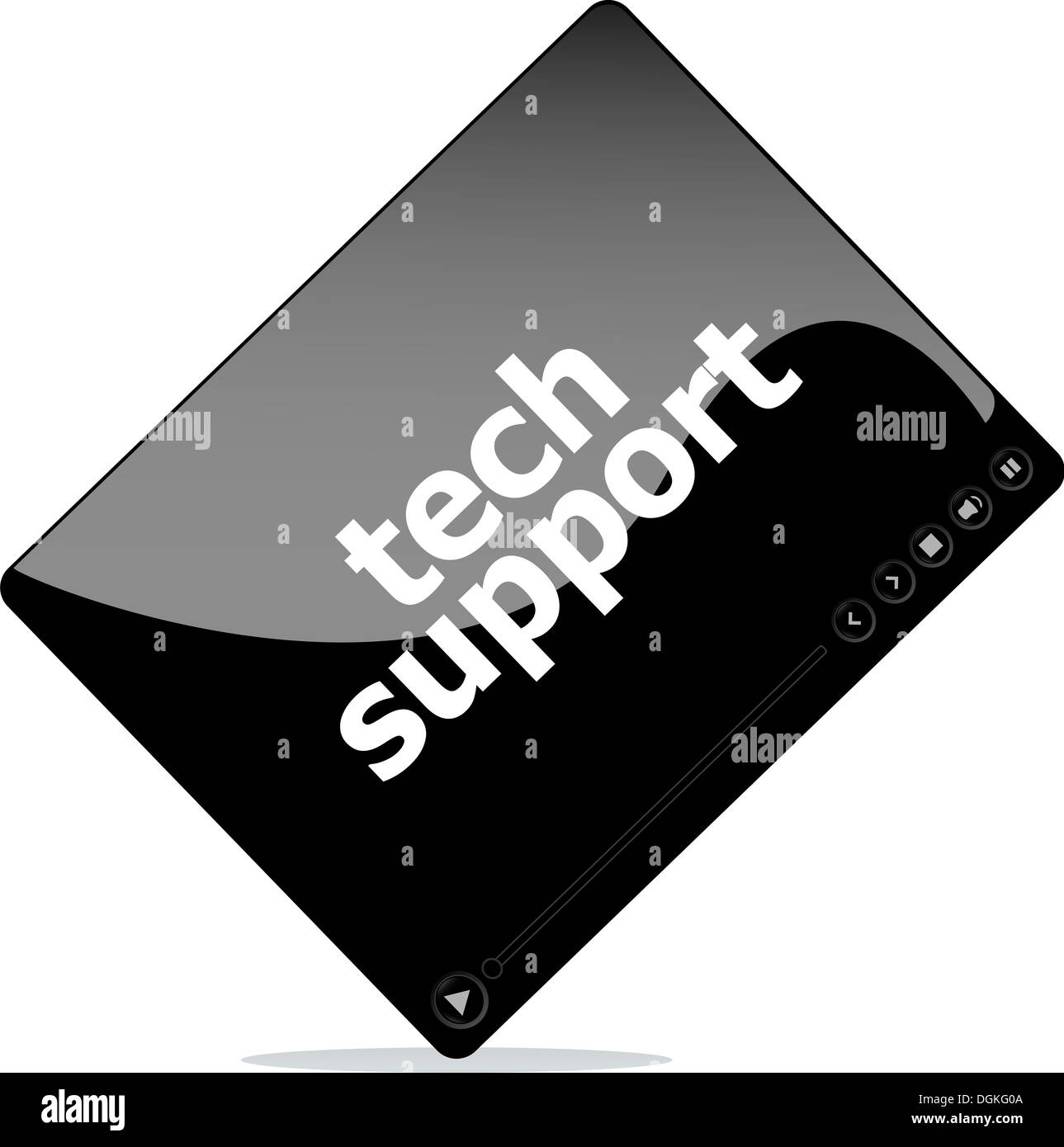 Social media concept: media player interface with tech support word ...