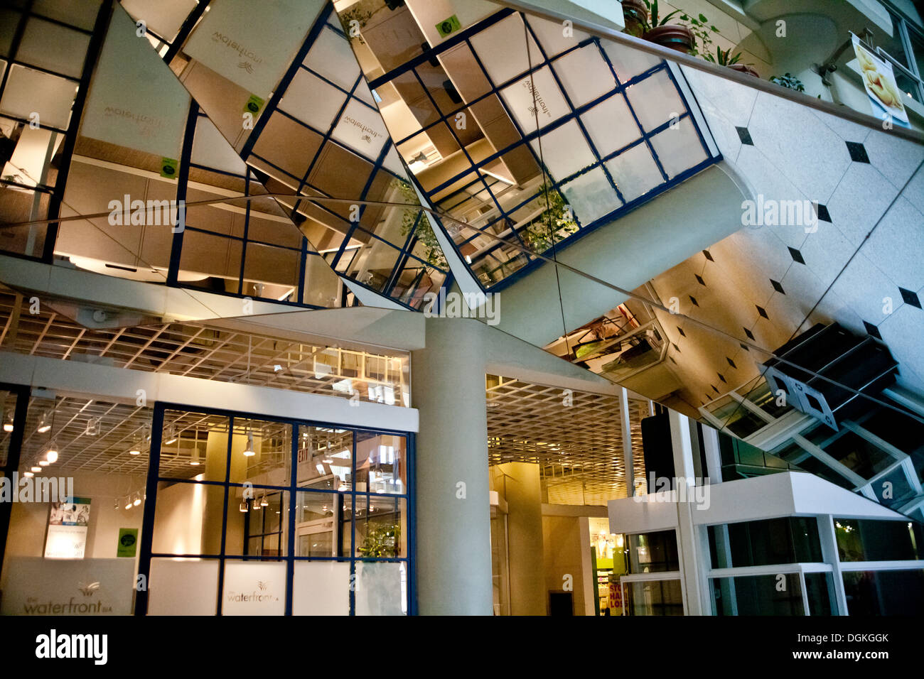 Interior view of shopping mall with mirrored ceiling, Toronto, Canada ...