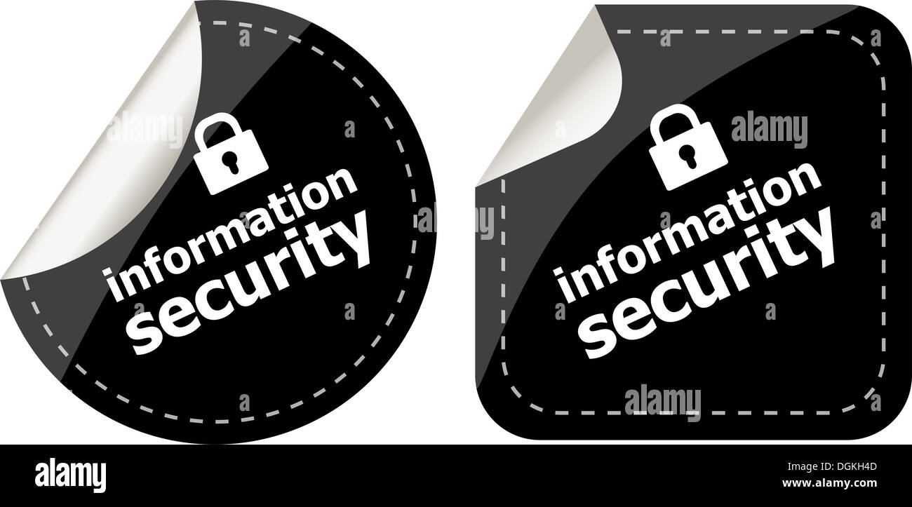 information security black stickers label tag set Stock Photo - Alamy