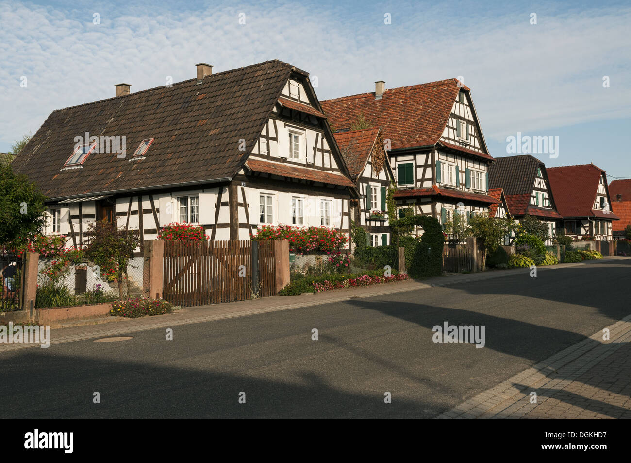 Elk213-1501 France, Alsace, Hunspach, half-timbered houses Stock Photo ...